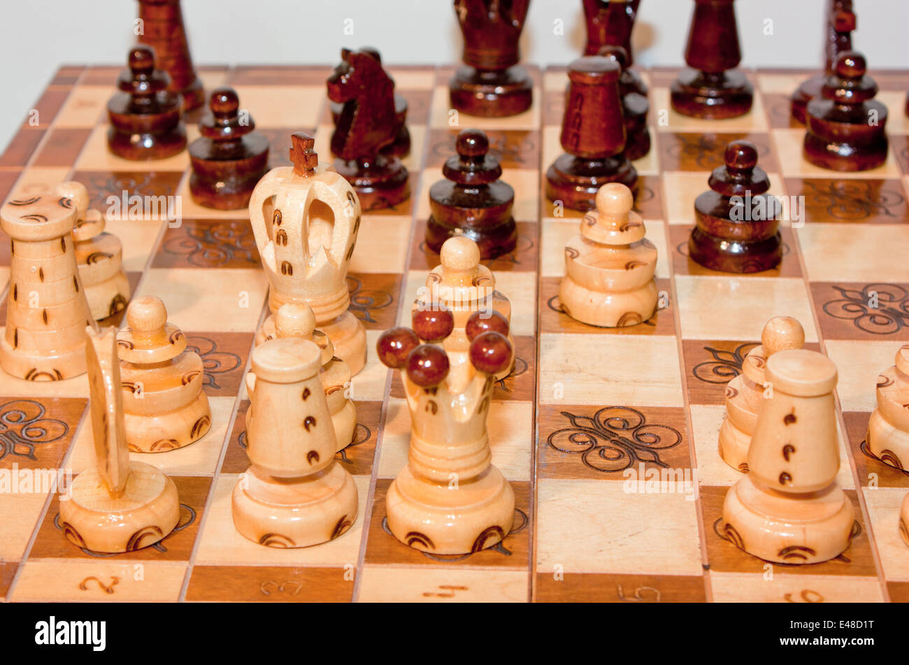 A game of chess with White chessmen in the game Stock Photo - Alamy