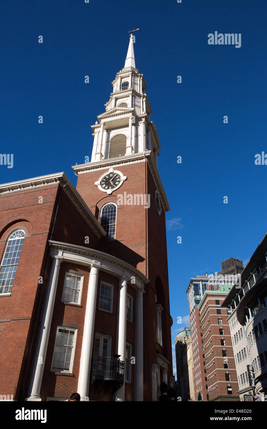 Church and modern buildings in Boston city center Stock Photo - Alamy