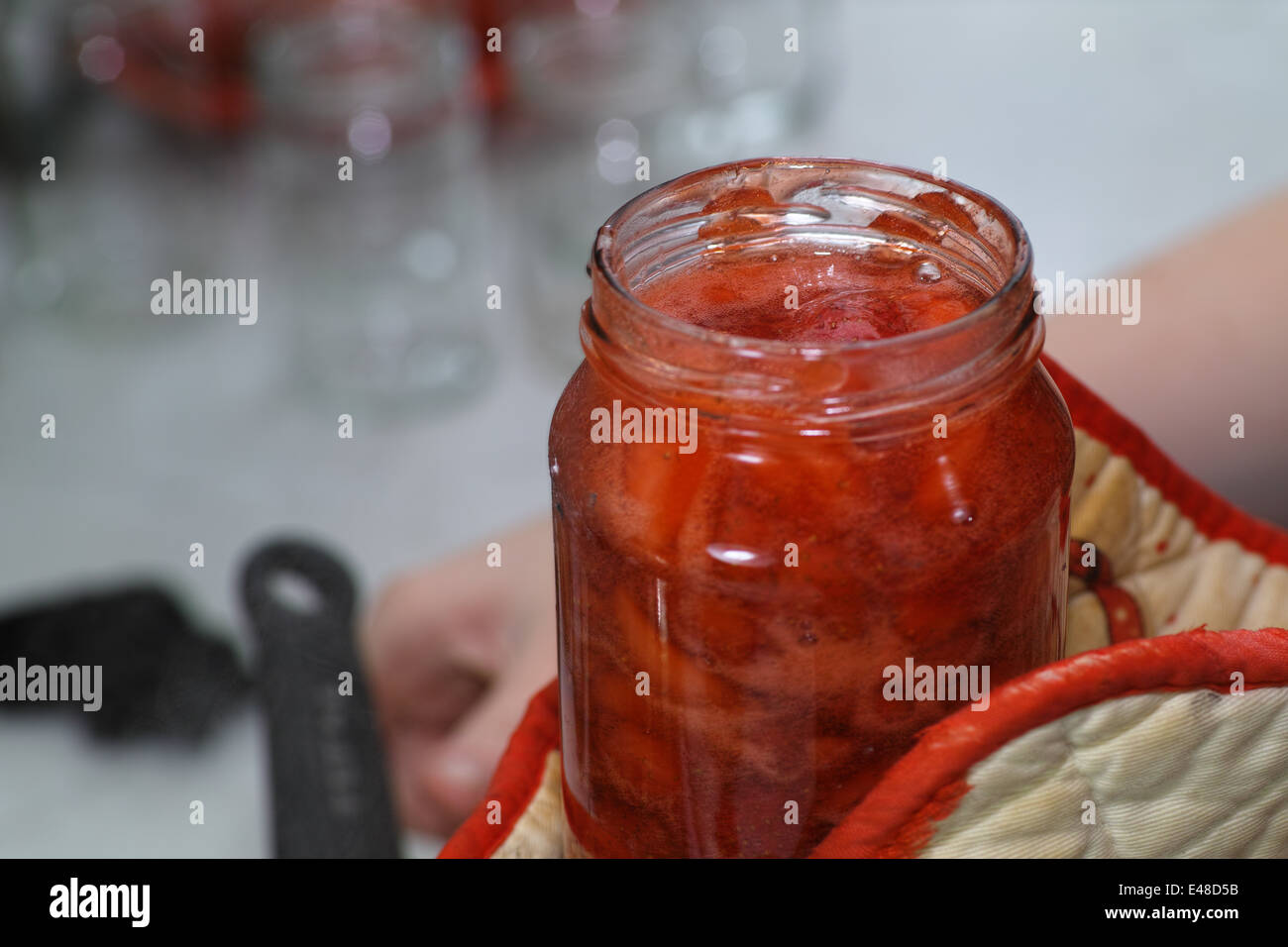 In the Polish kitchen. Preparing a delicious strawberry jam Stock Photo ...