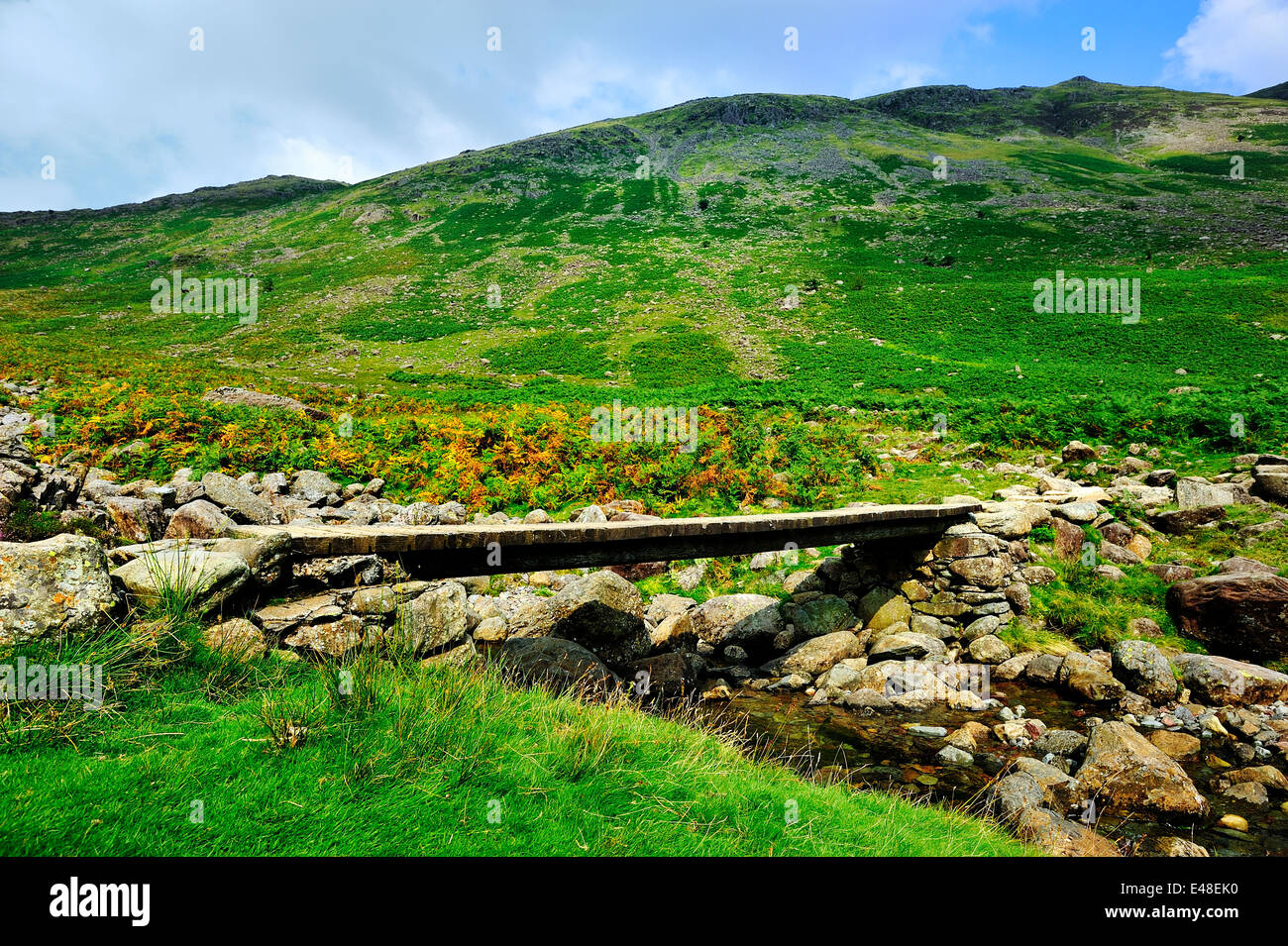 Footbridge Across the Stream Stock Photo - Alamy