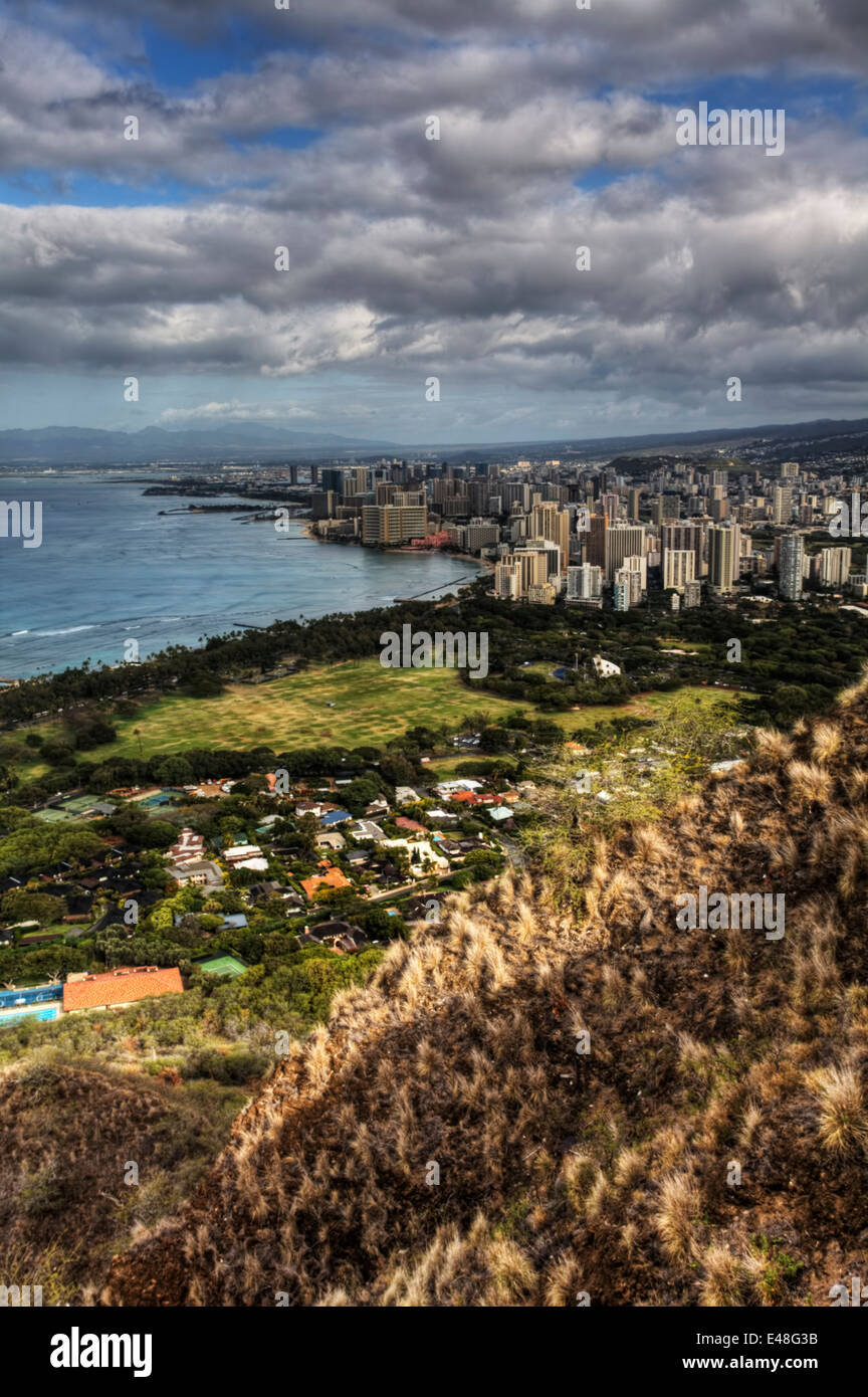 Aerial view honolulu waikiki hi-res stock photography and images - Alamy