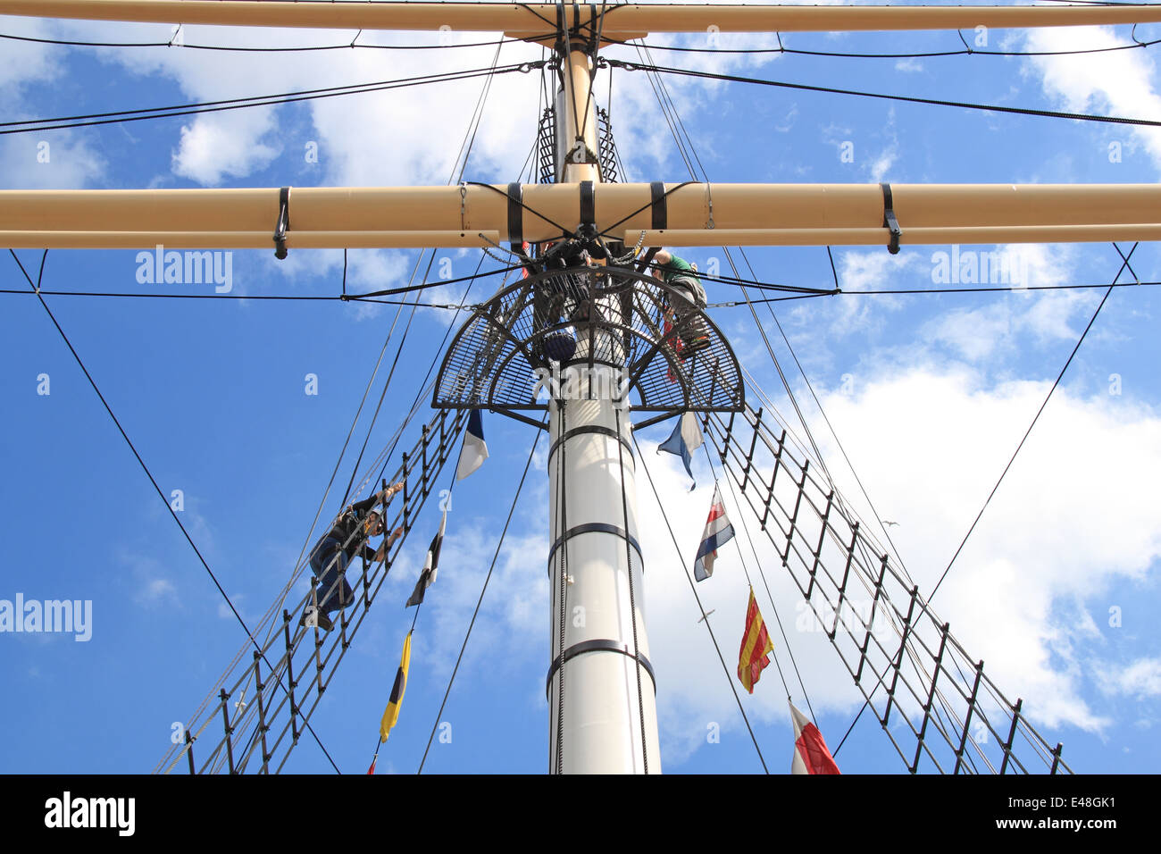 Climbing the main mast rigging, SS Great Britain, Bristol Docks ...