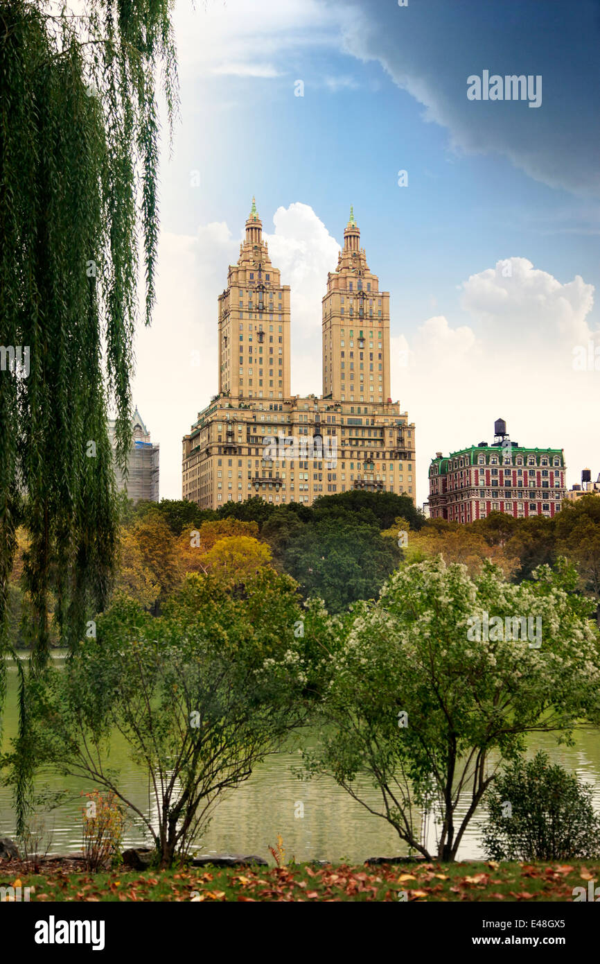 New York City Central Park urban Manhattan skyline with skyscrapers and ...