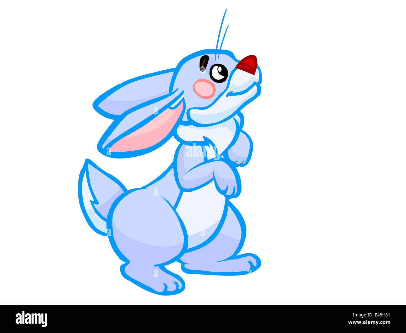 Funny cartoon illustration of a blue rabbit on a white background Stock ...