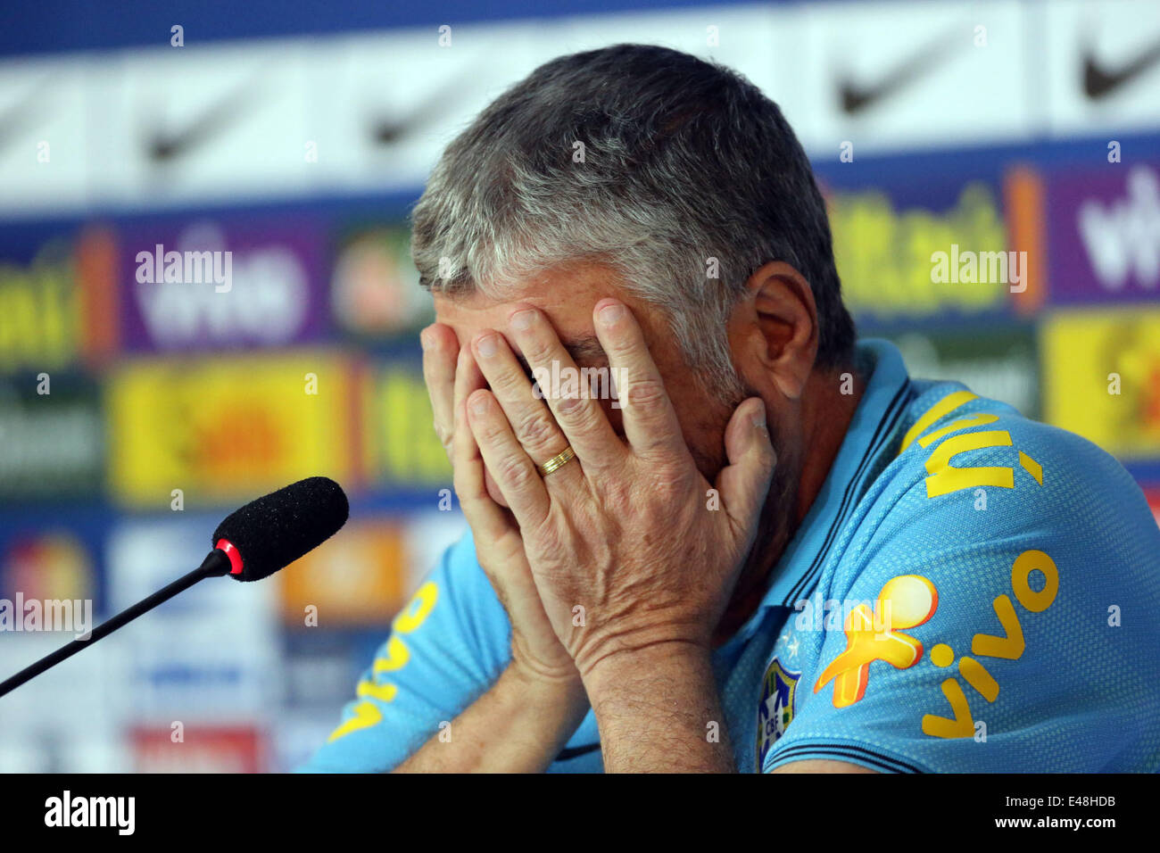 Teresopolis, Brazil. 5th July, 2014. Dr. Jose Luiz Runco reacts during ...