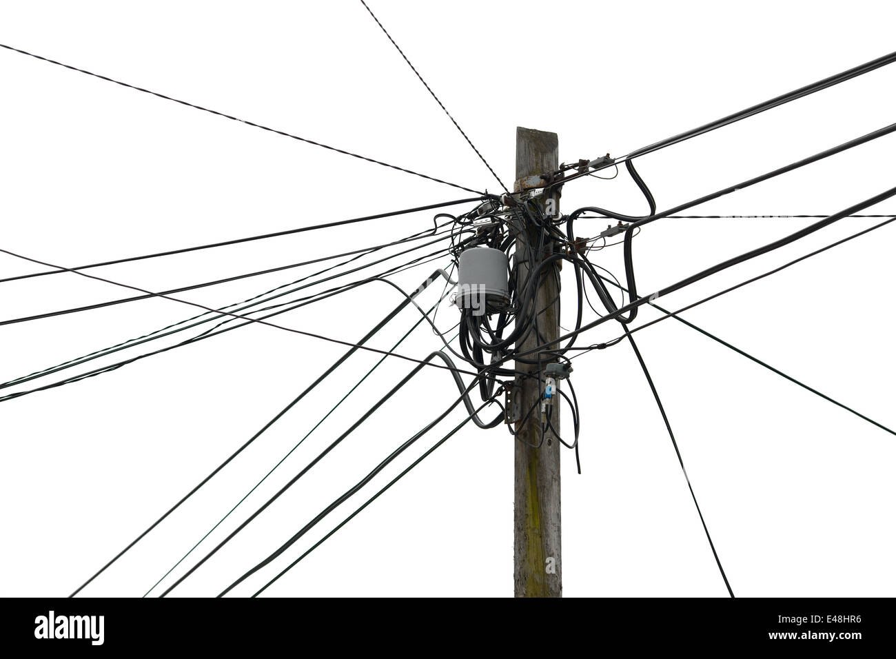 Wooden electricity pole Cut Out Stock Images & Pictures - Alamy