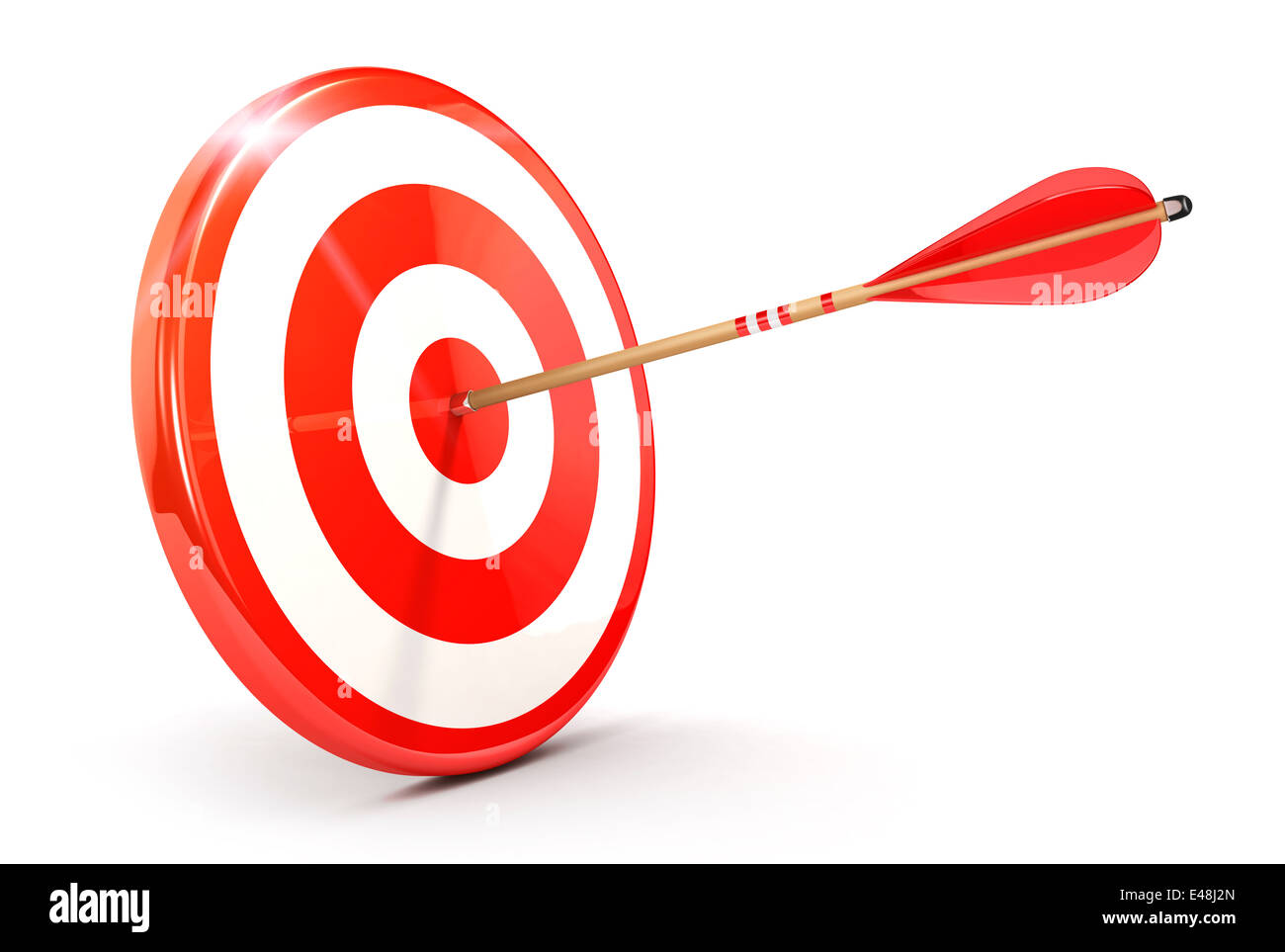 3d arrow on target, isolated white background, 3d image Stock Photo - Alamy