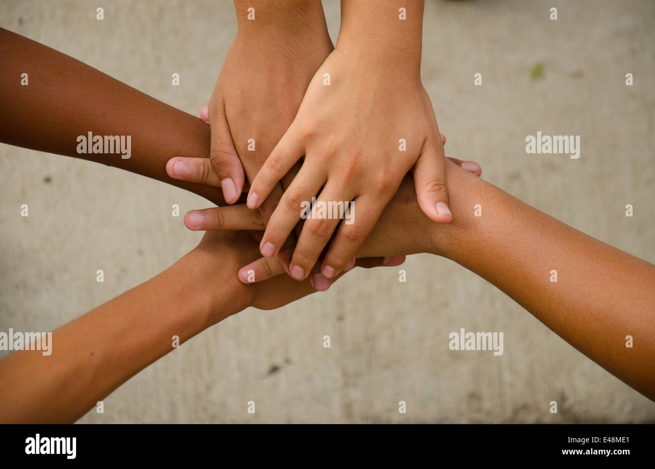 children hand for power and unity Stock Photo - Alamy