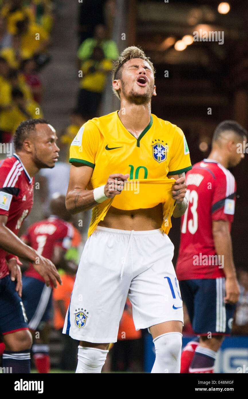 Fortaleza, Brazil. 4th July, 2014. Neymar (BRA) Football/Soccer : Neymar of Brazil looks ...