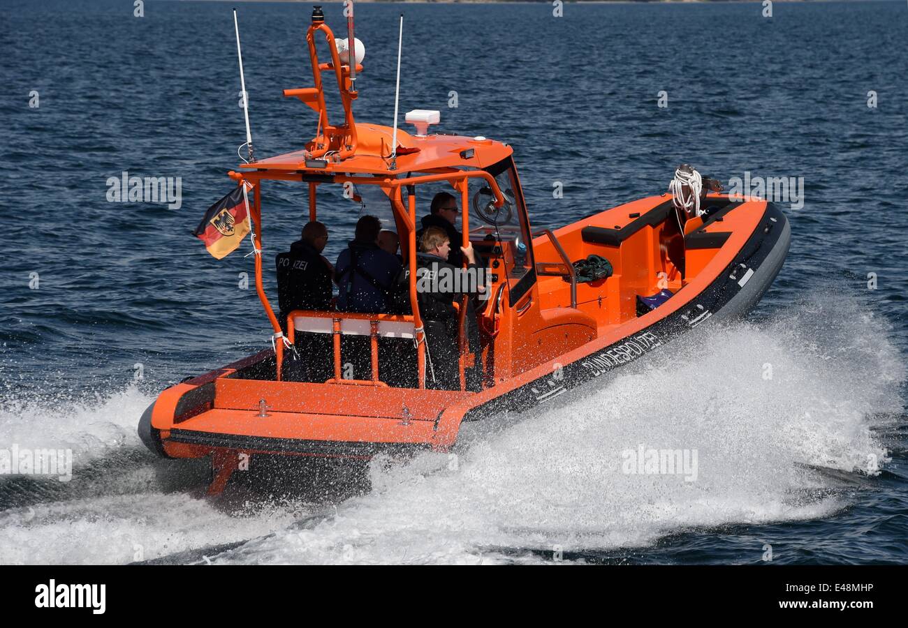 Neustadt, Germany. 17th June, 2014. A German police patrol boat on the ...