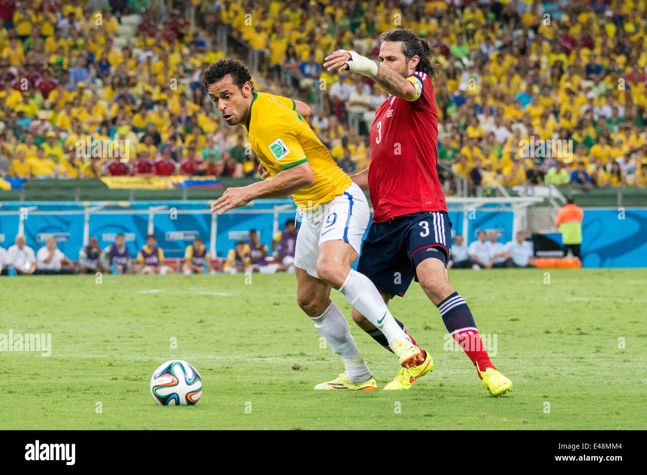 Fortaleza, Brazil. 4th July, 2014. Fred (BRA), Mario Yepes (COL ...