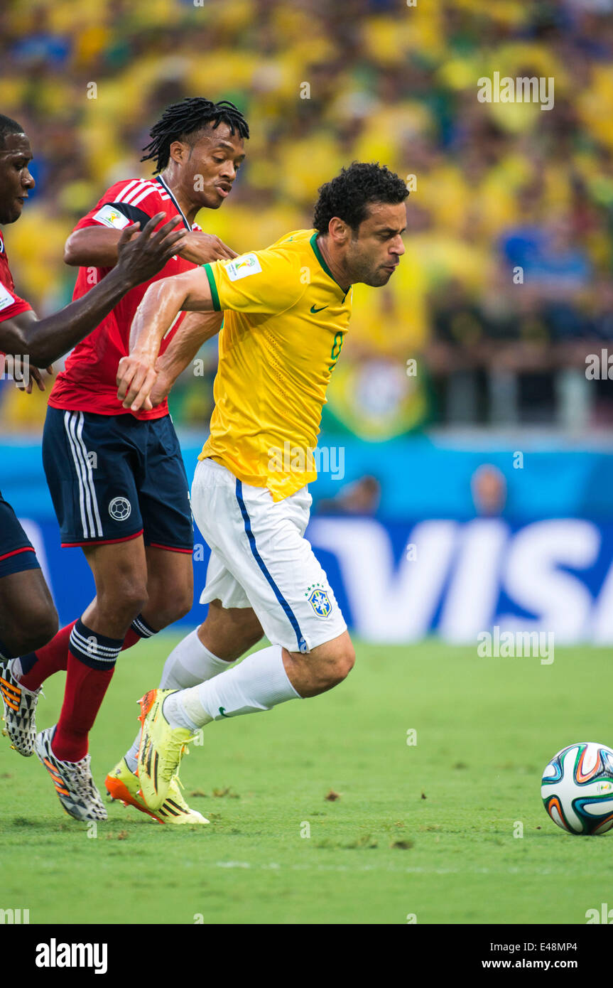 Fortaleza, Brazil. 4th July, 2014. Juan Cuadrado (COL), Fred (BRA ...