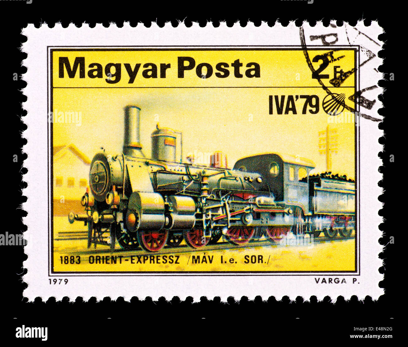 Postage stamp from Hungary depicting the Oriental Express from 1883 ...