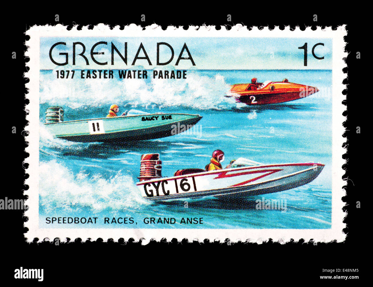 Postage stamp from Grenada depicting the 1977 Easter Water Parade ...