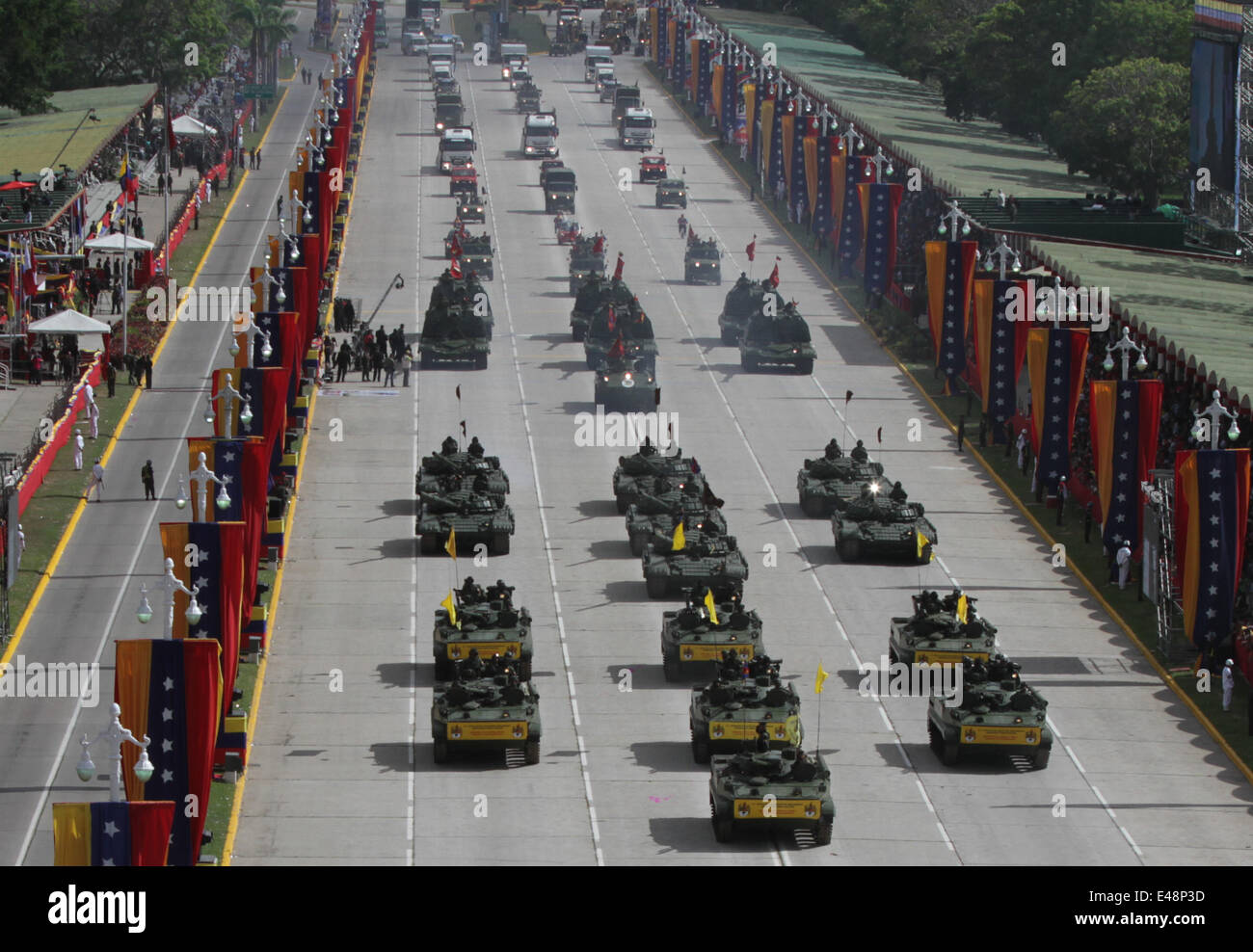 Caracas, Venezuela. 5th July, 2014. Armored vehicles take part in a ...