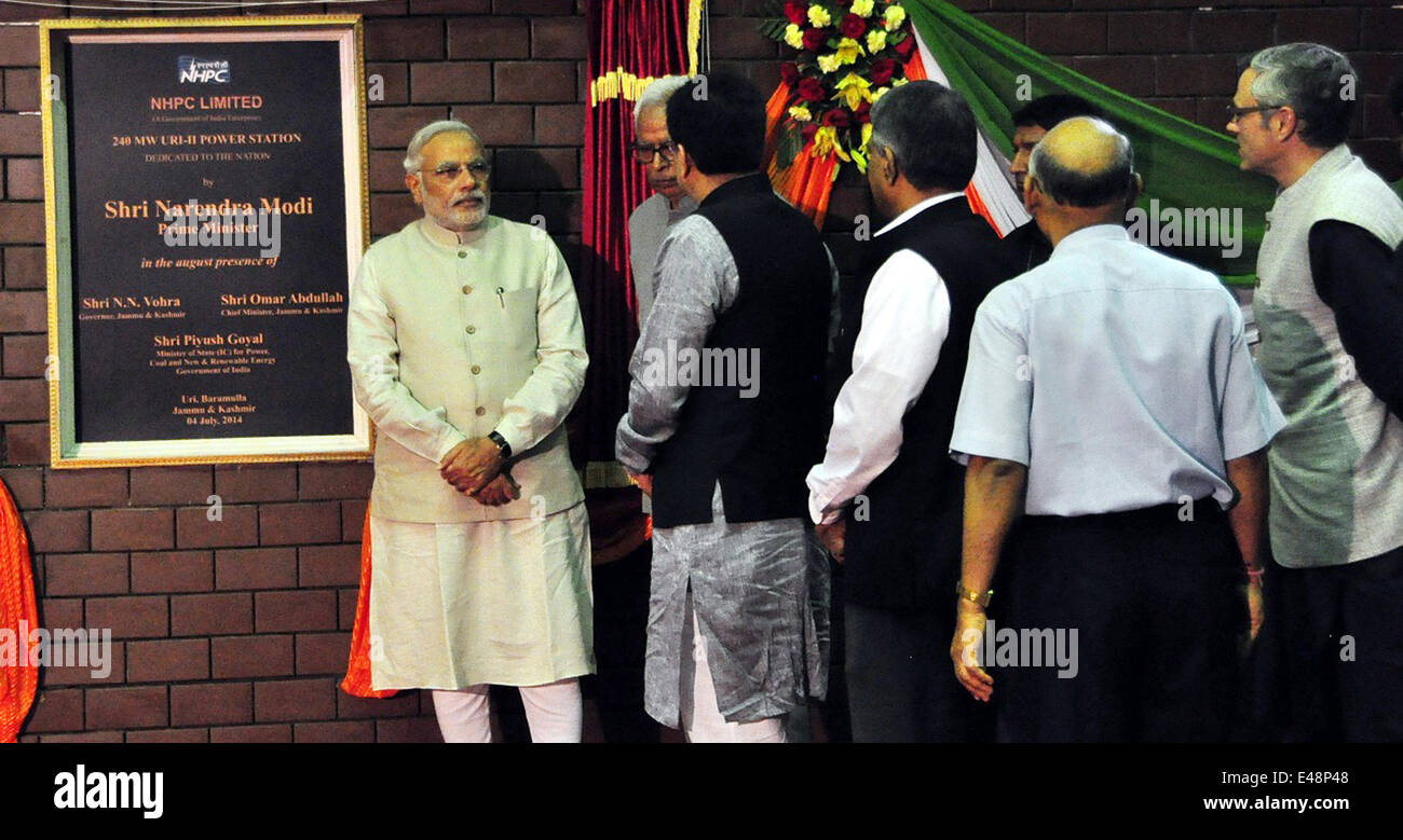 Indian Prime Minister Narendra Modi inaugrating the 240 megawatt uri ...