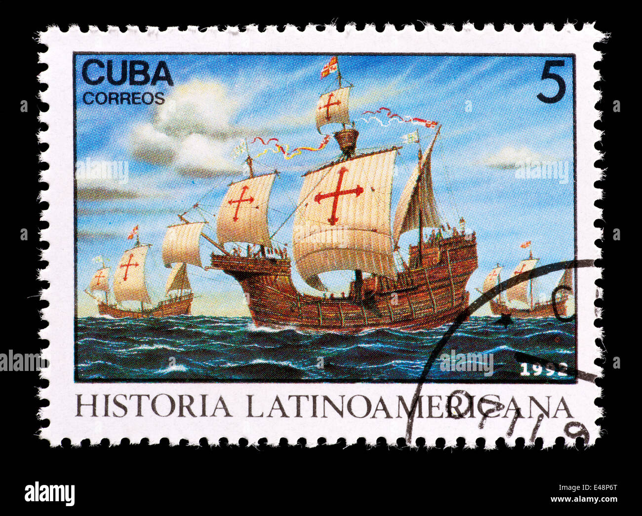 Postage stamp from Cuba depicting the three ships of Christopher ...