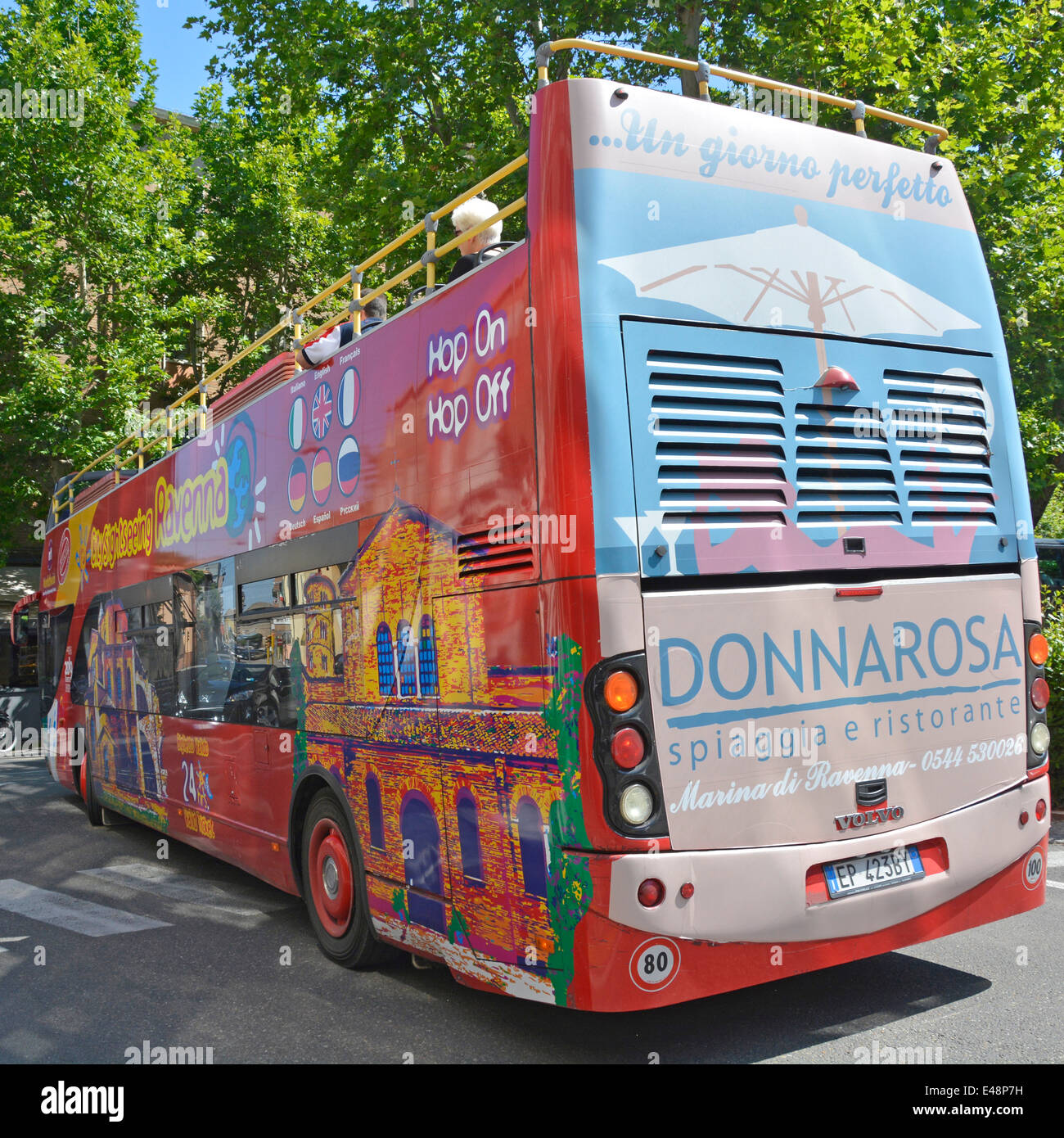 Hop on hop off open top sightseeing tour bus in Ravenna town centre ...