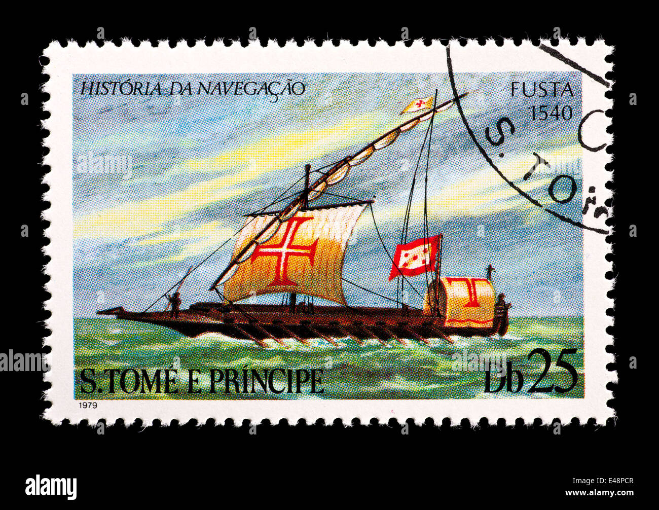 Postage stamp from Saint Thomas and Prince Islands depicting a Fusta ...