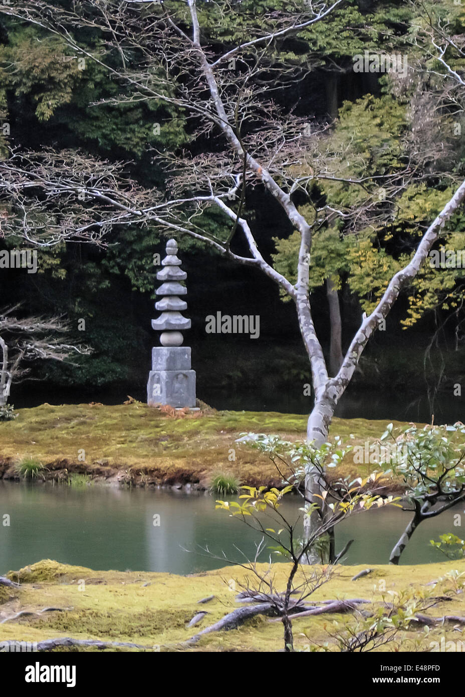 Shinto stone monument in a park around a shrine in Kyoto, Japan Stock ...