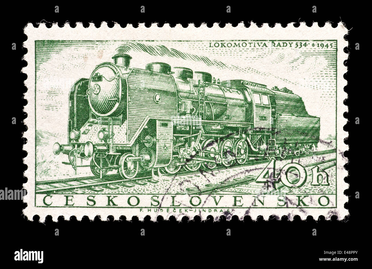 Postage stamp from Czechoslovakia depicting a steam locomotive from ...