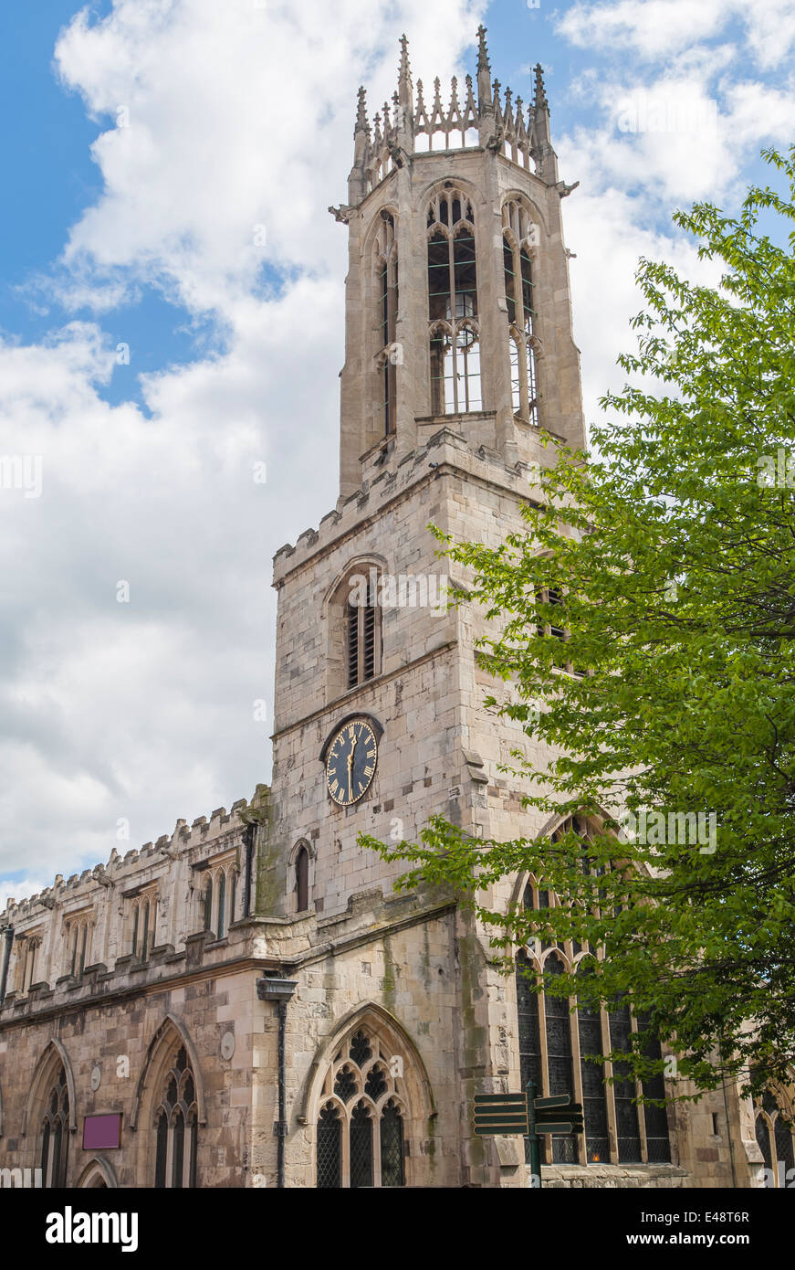 Old medieval All Saints church in english city of York with clock and ...