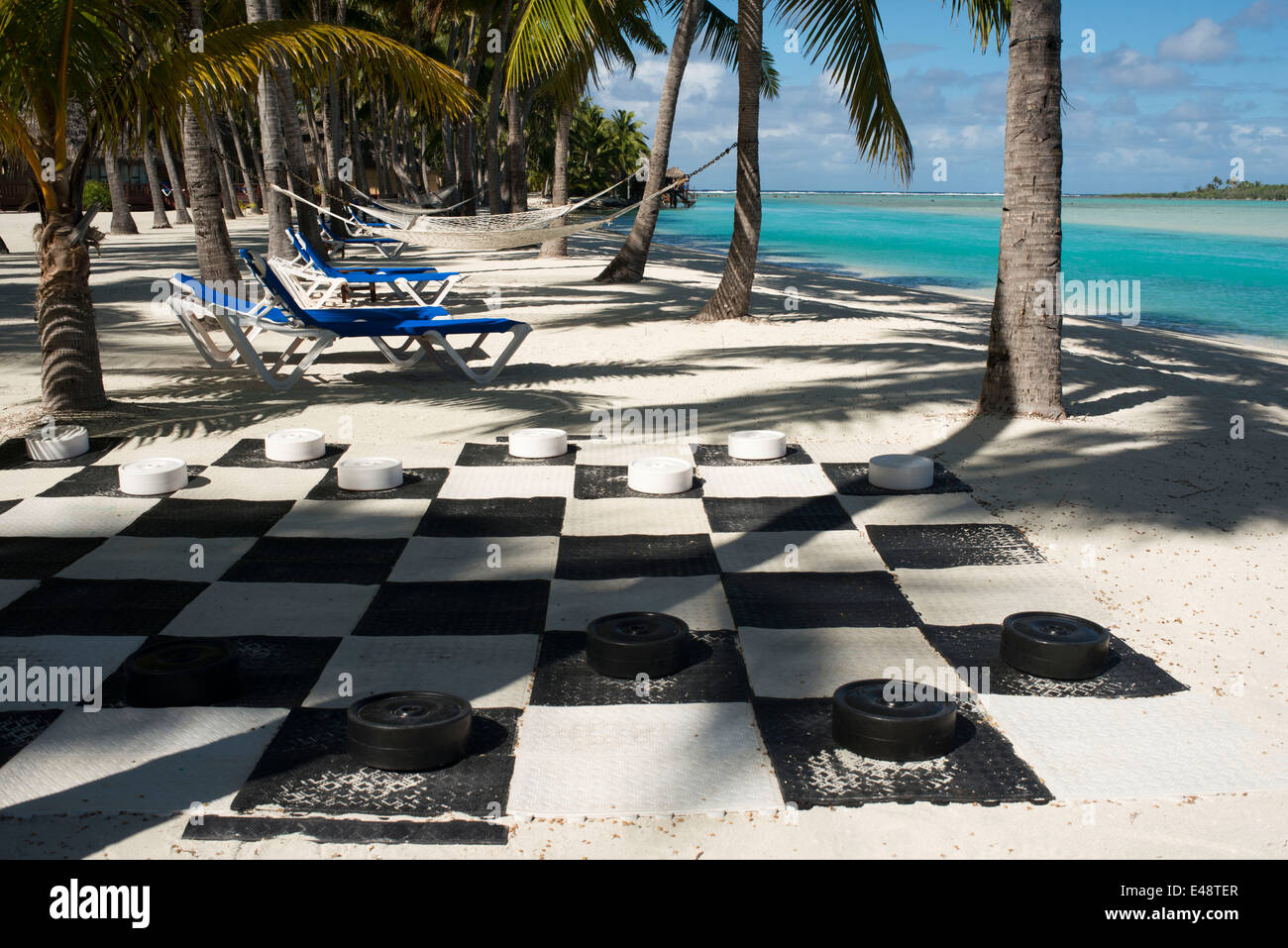 Aitutaki. Cook Island. Polynesia. South Pacific Ocean. Giant chess set ...
