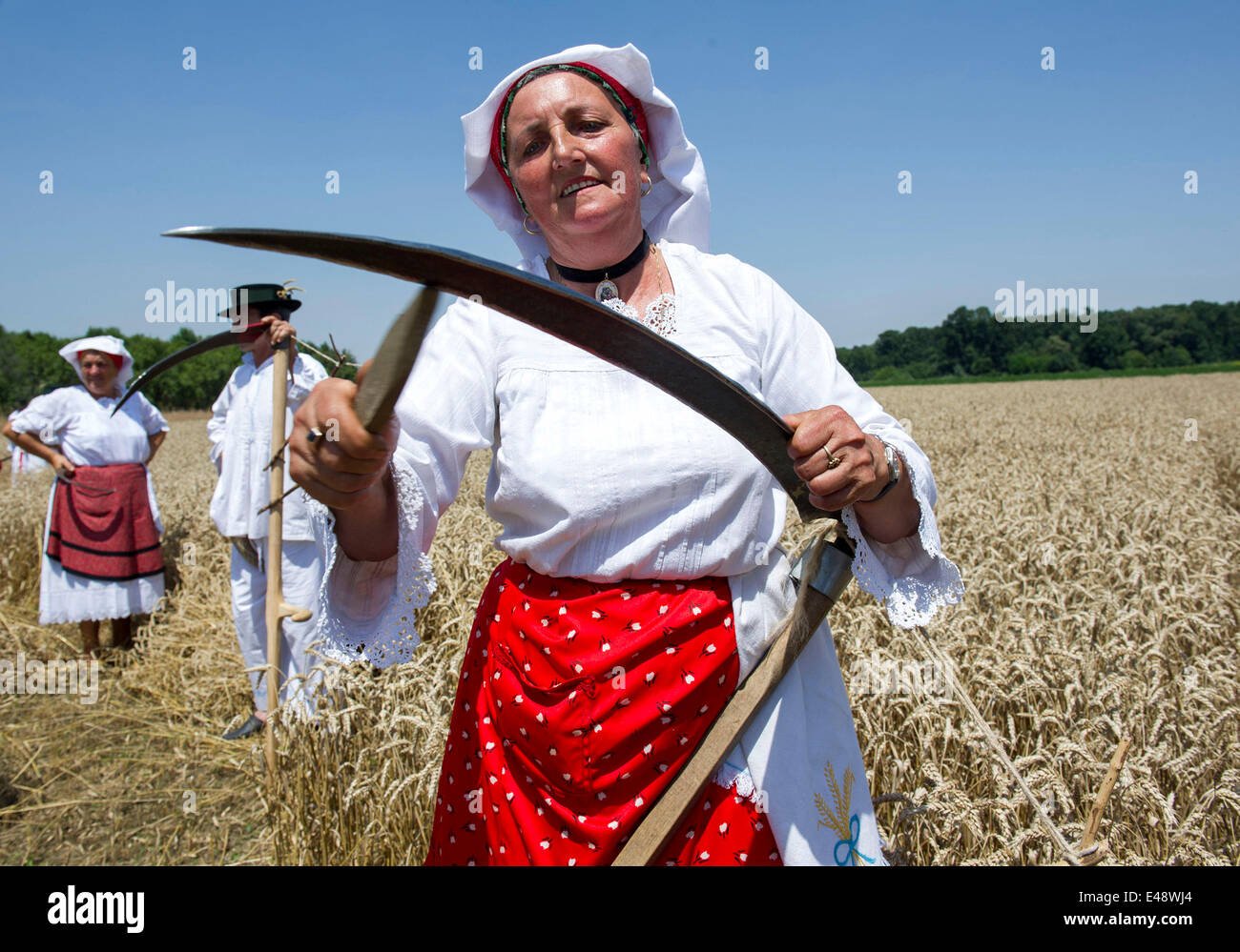 Zagreb, Croatia. 5th July, 2014. People wearing traditional costumes ...