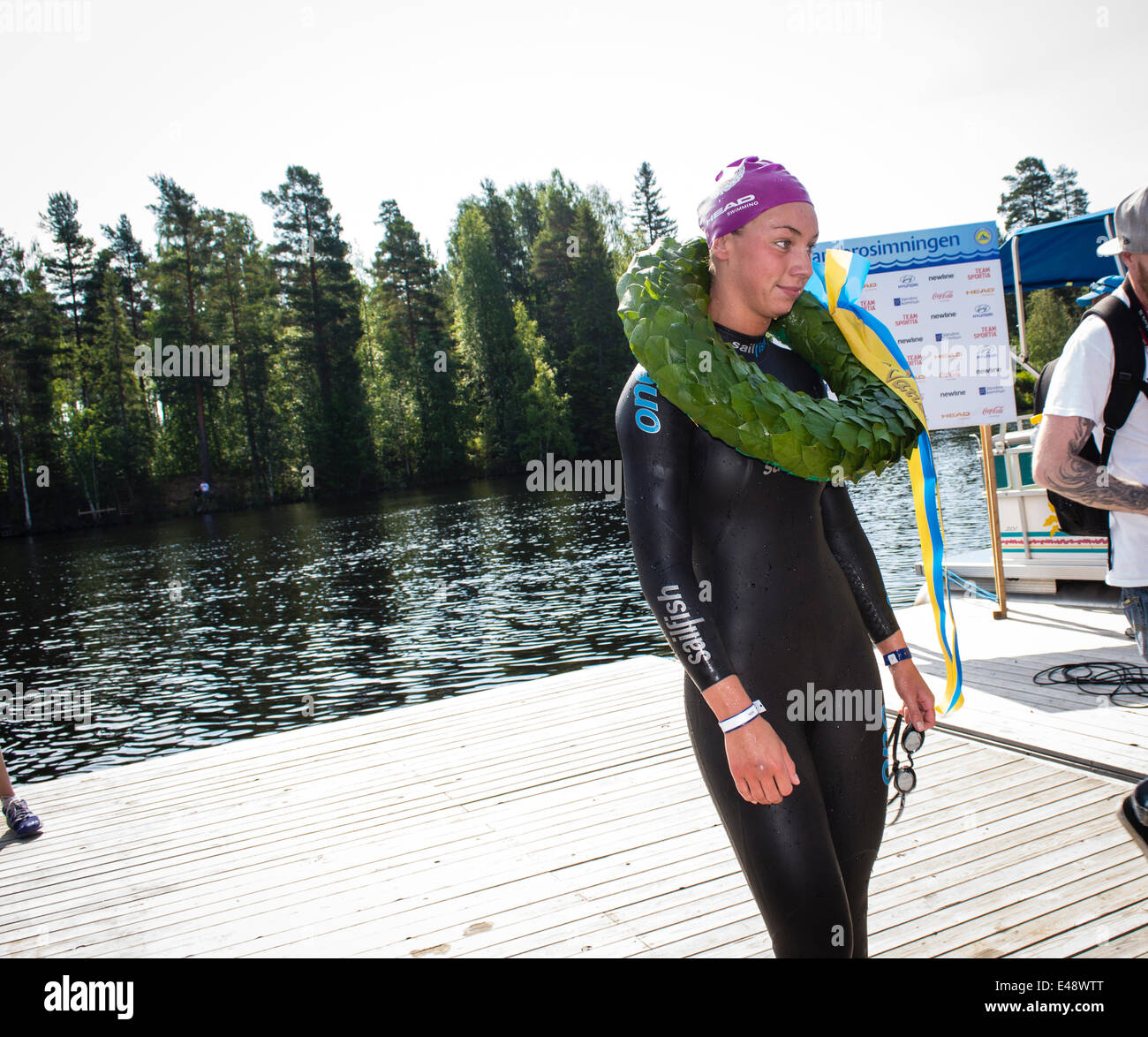 Female winner of Vansbrosimningen, Sweden, Ellen Olsson, Skåre Swim ...