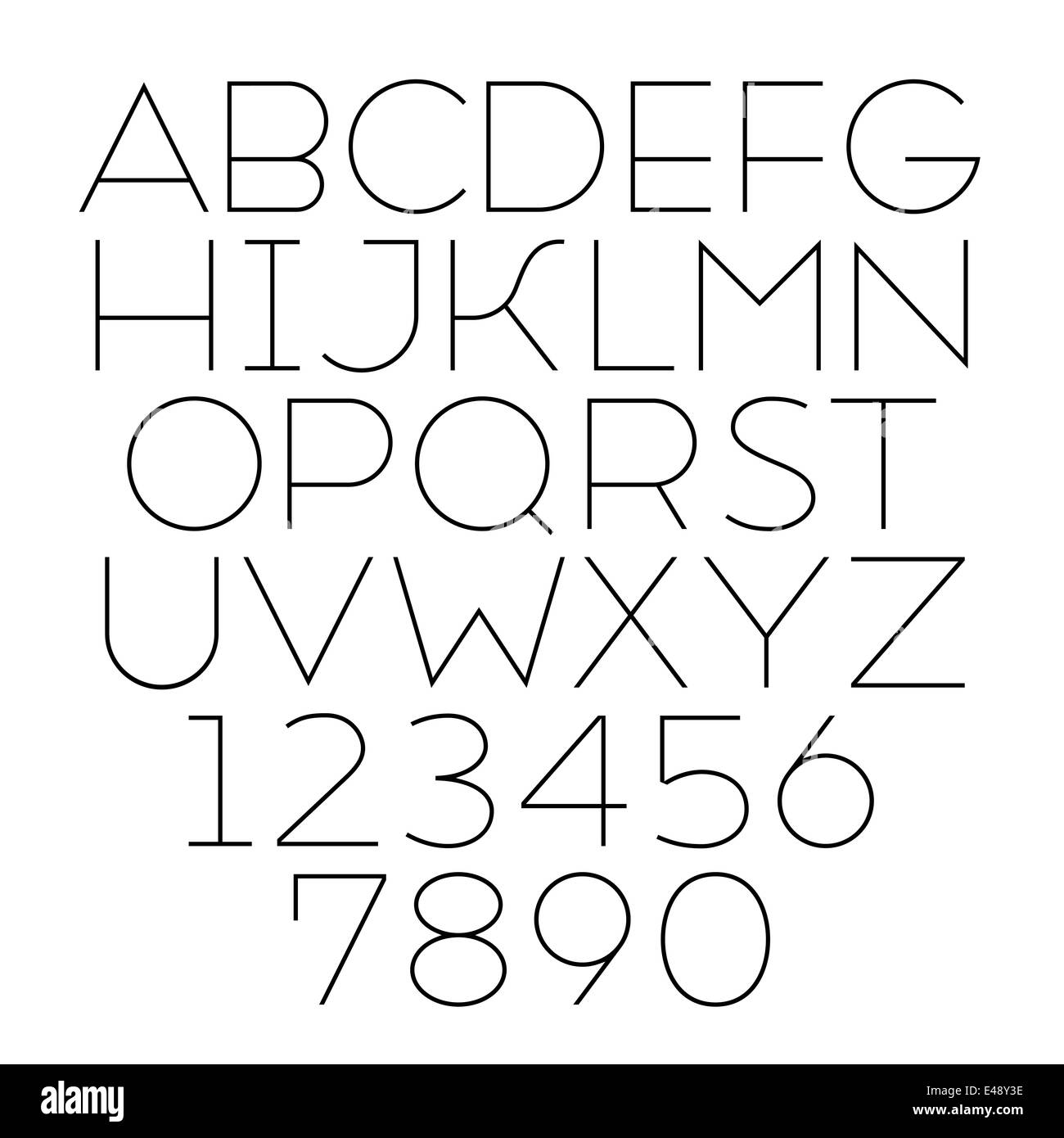 Handmade sans-serif font. Thin type. Raster version Stock Photo - Alamy