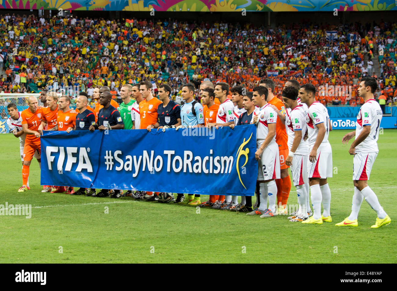Salvador, Brazil. 4th July, 2014. Two team group line-up Football ...