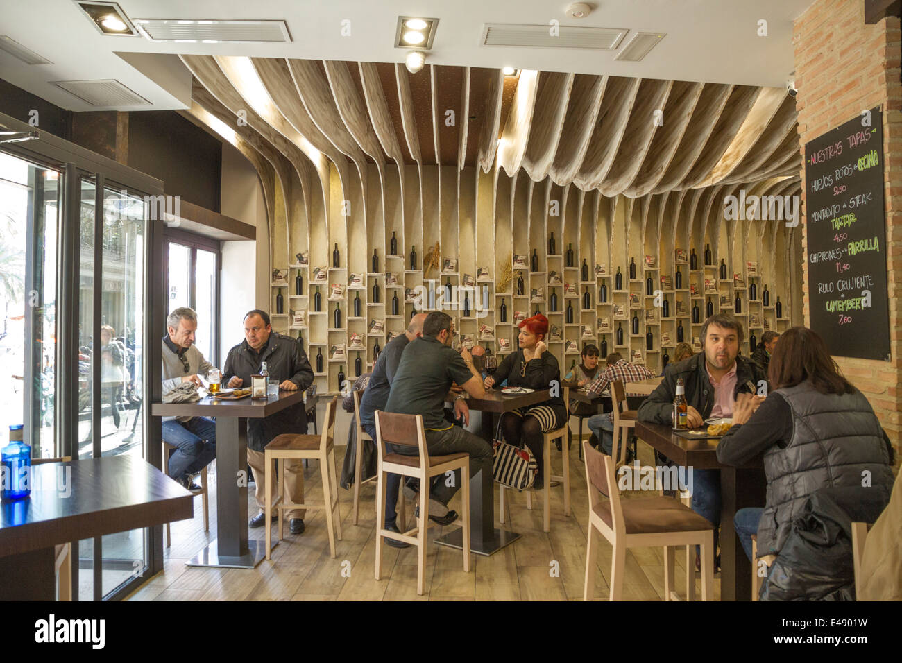 Interior of a cafe in Valencia Spain Stock Photo - Alamy