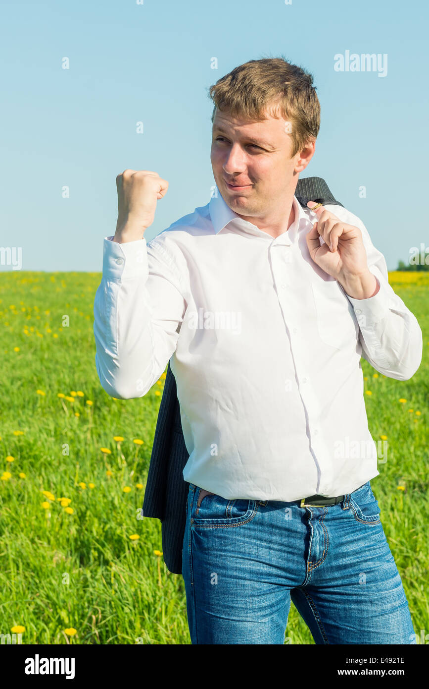 wealthy businessman expresses his feelings with gestures Stock Photo ...