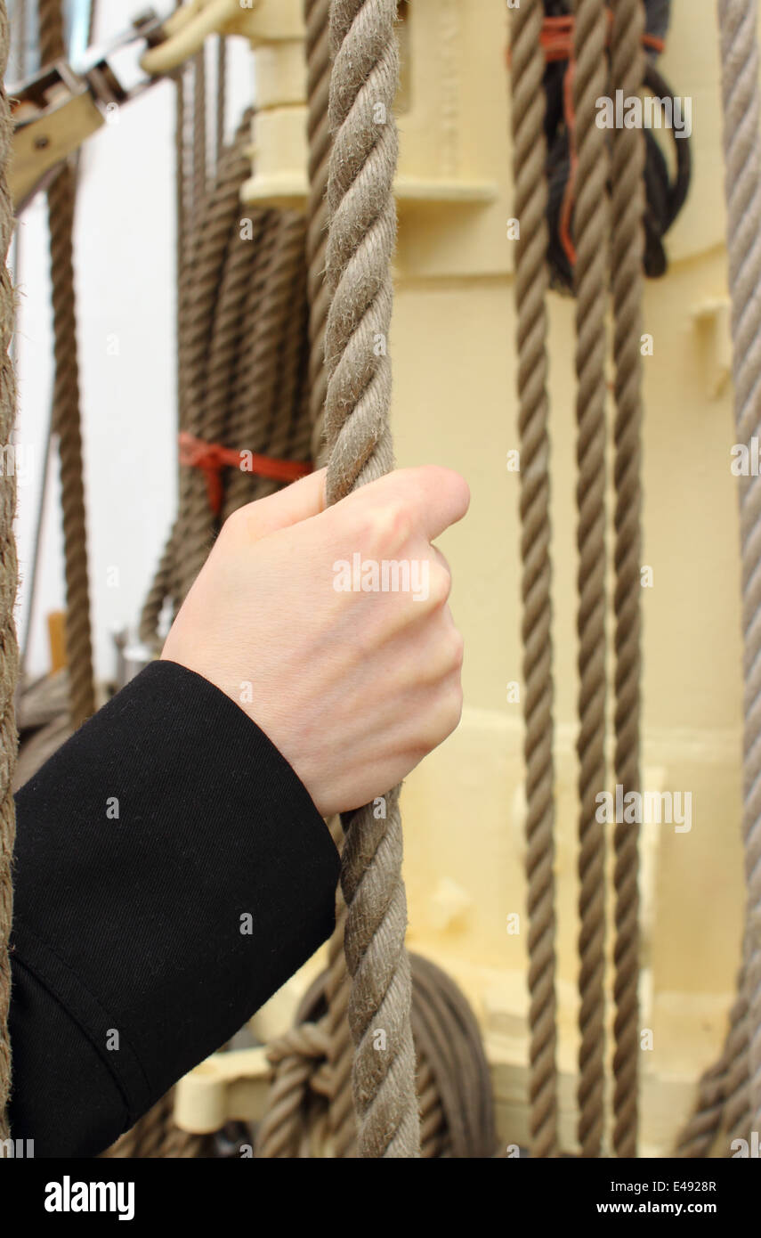 Hand pulling cord hi-res stock photography and images - Alamy