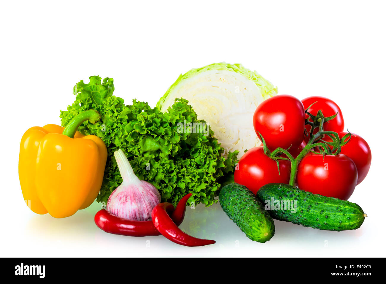 healthy fresh vegetables isolated on white background Stock Photo - Alamy