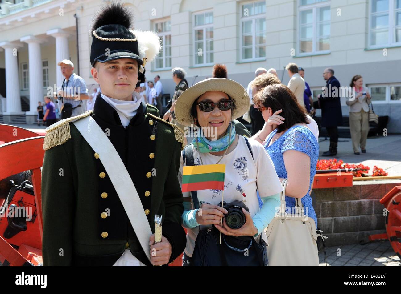 Vilnius, Lithuania. 6th July, 1253. Audience pose for photos during the ...
