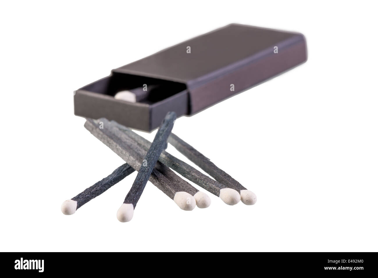 black box of matches lying near on a white background Stock Photo - Alamy