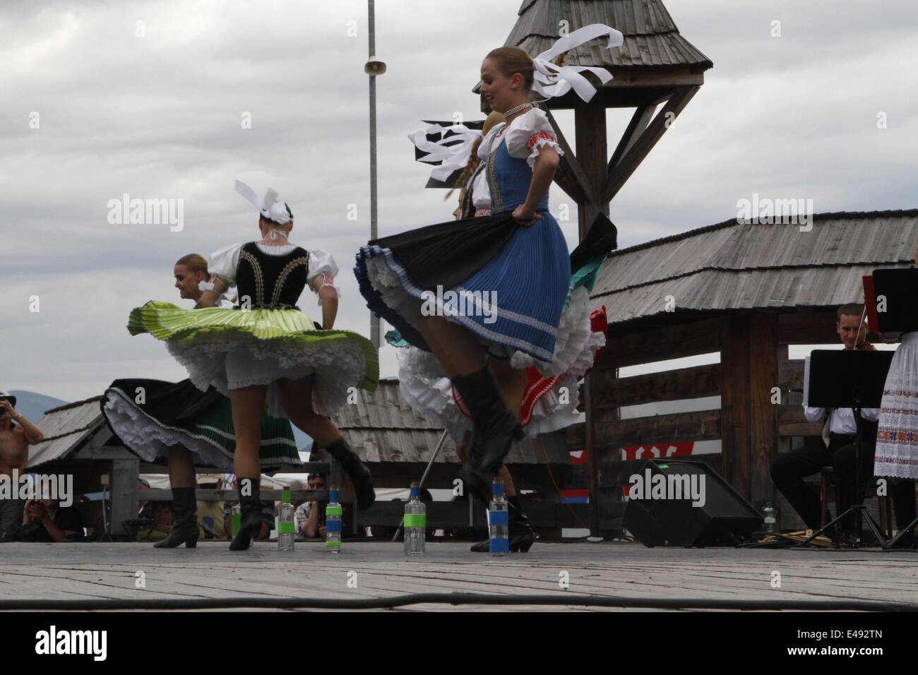 Vychodna, Slovakia. 6th July, 2014. Dancers perform Slovak traditional ...