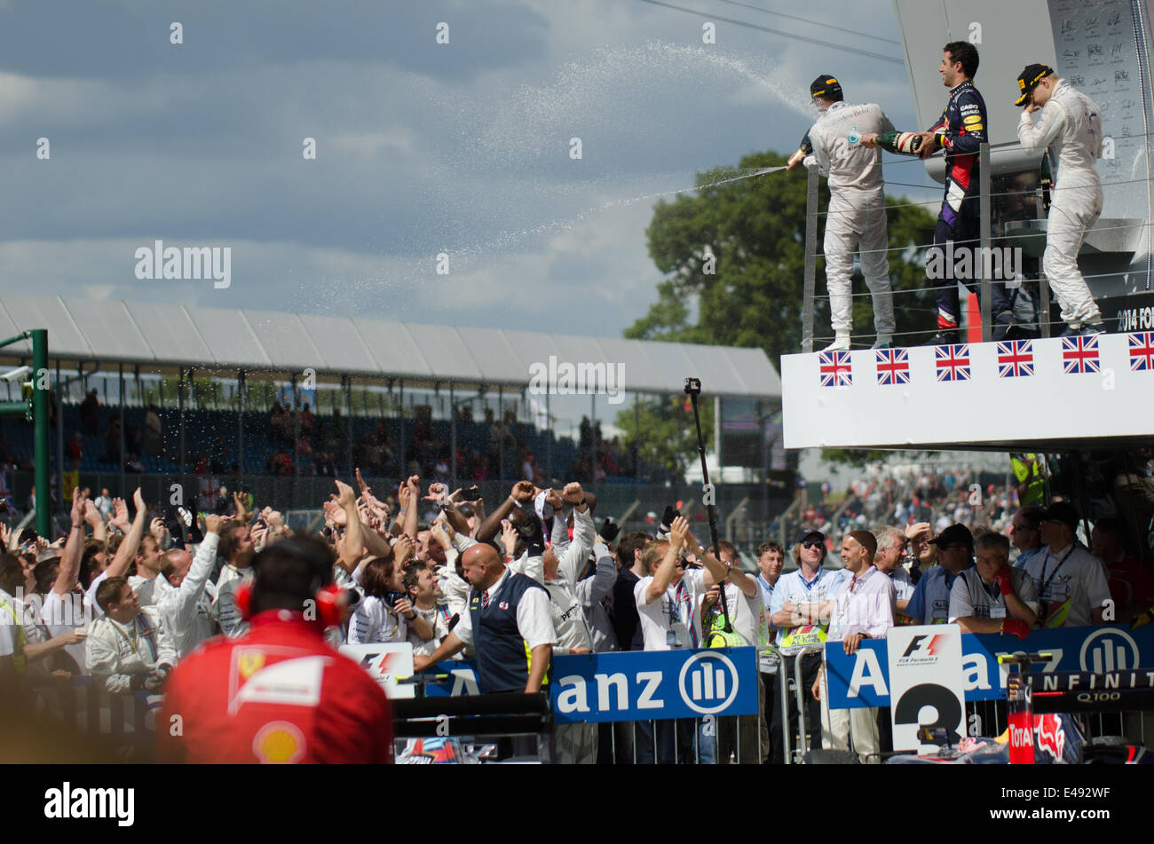 Lewis Hamilton celebrates winning the 2014 British Formula 1 Grand Prix ...