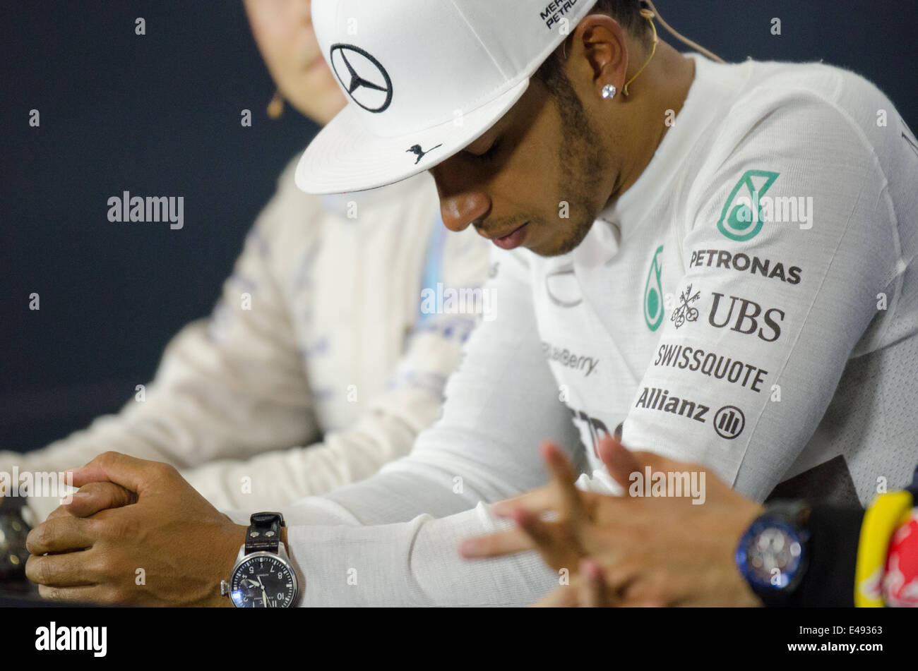 Lewis Hamilton celebrates winning the 2014 British Formula 1 Grand Prix ...