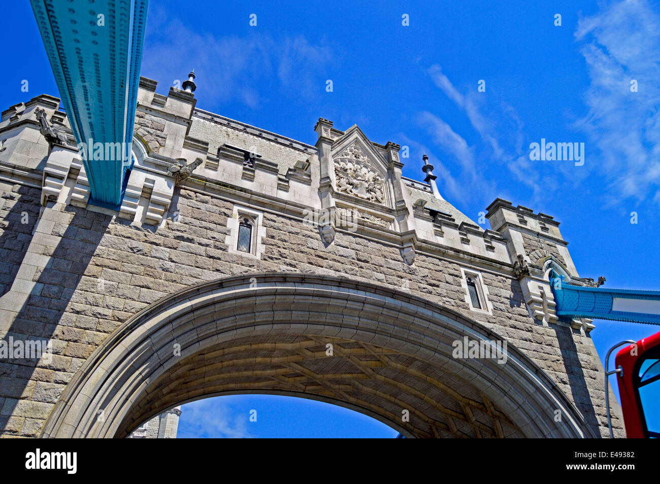 Detail of the Tower Bridge across the River Thames, London, England ...