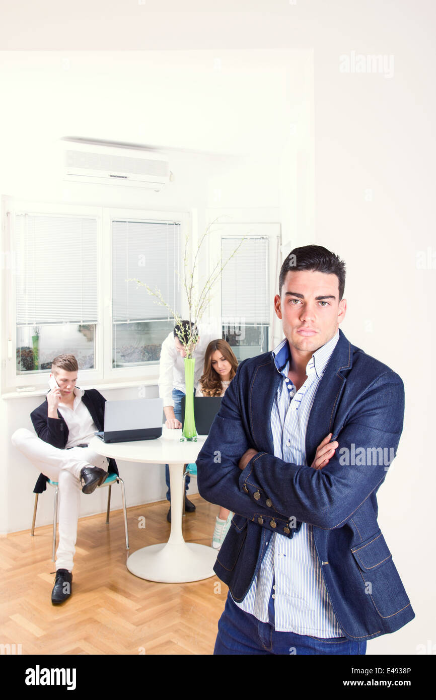 Man standing behind woman suit hi-res stock photography and images - Alamy
