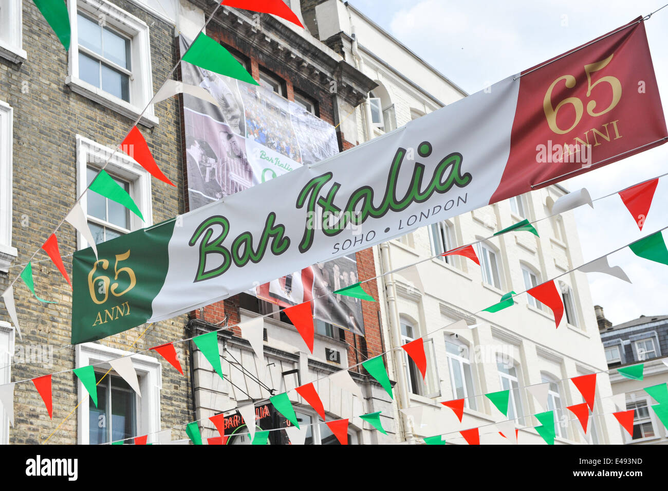 Frith Street, London, UK. 6th July 2014. Bar Italia celebrates its 65th ...