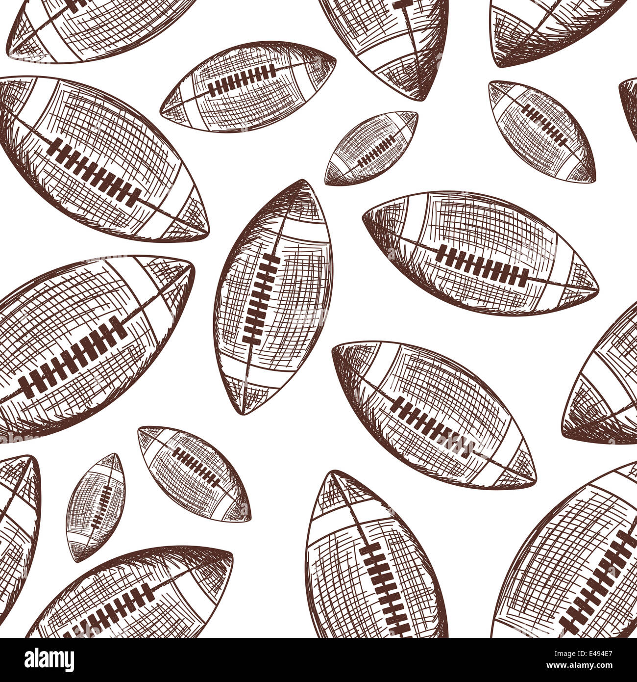 American football seamless pattern in sketch style. Vector illustration ...