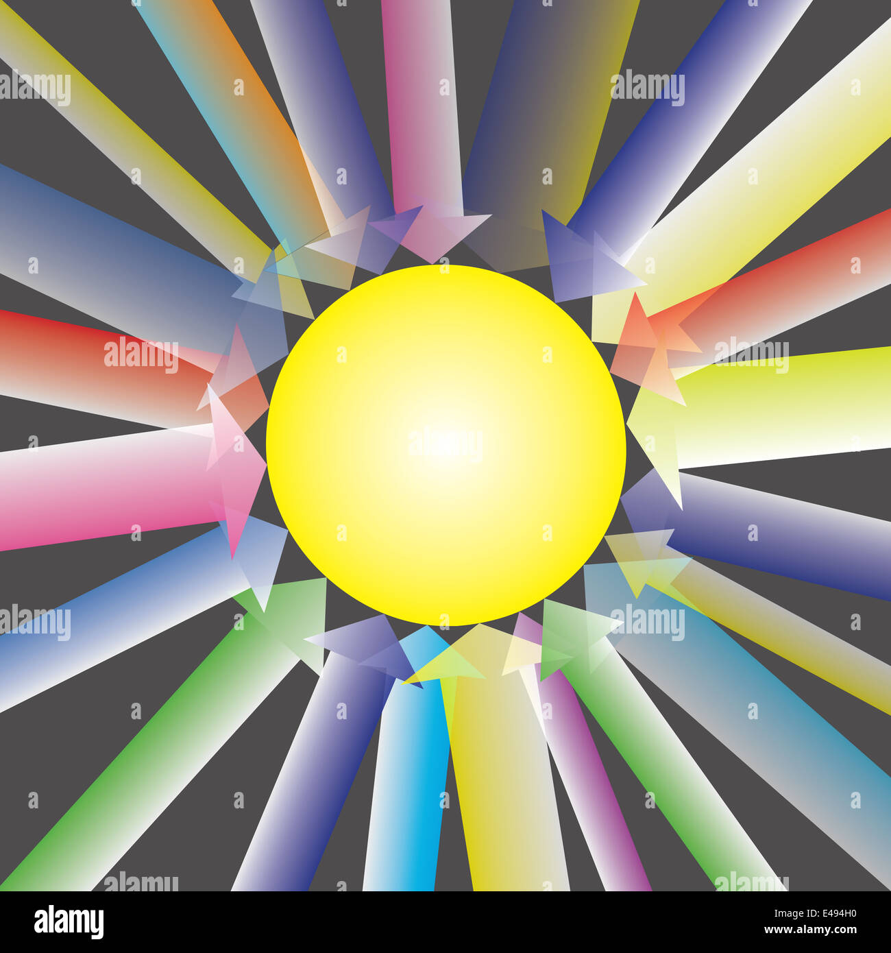 The All Colorful Arrow Direct Forward Center Stock Photo - Alamy