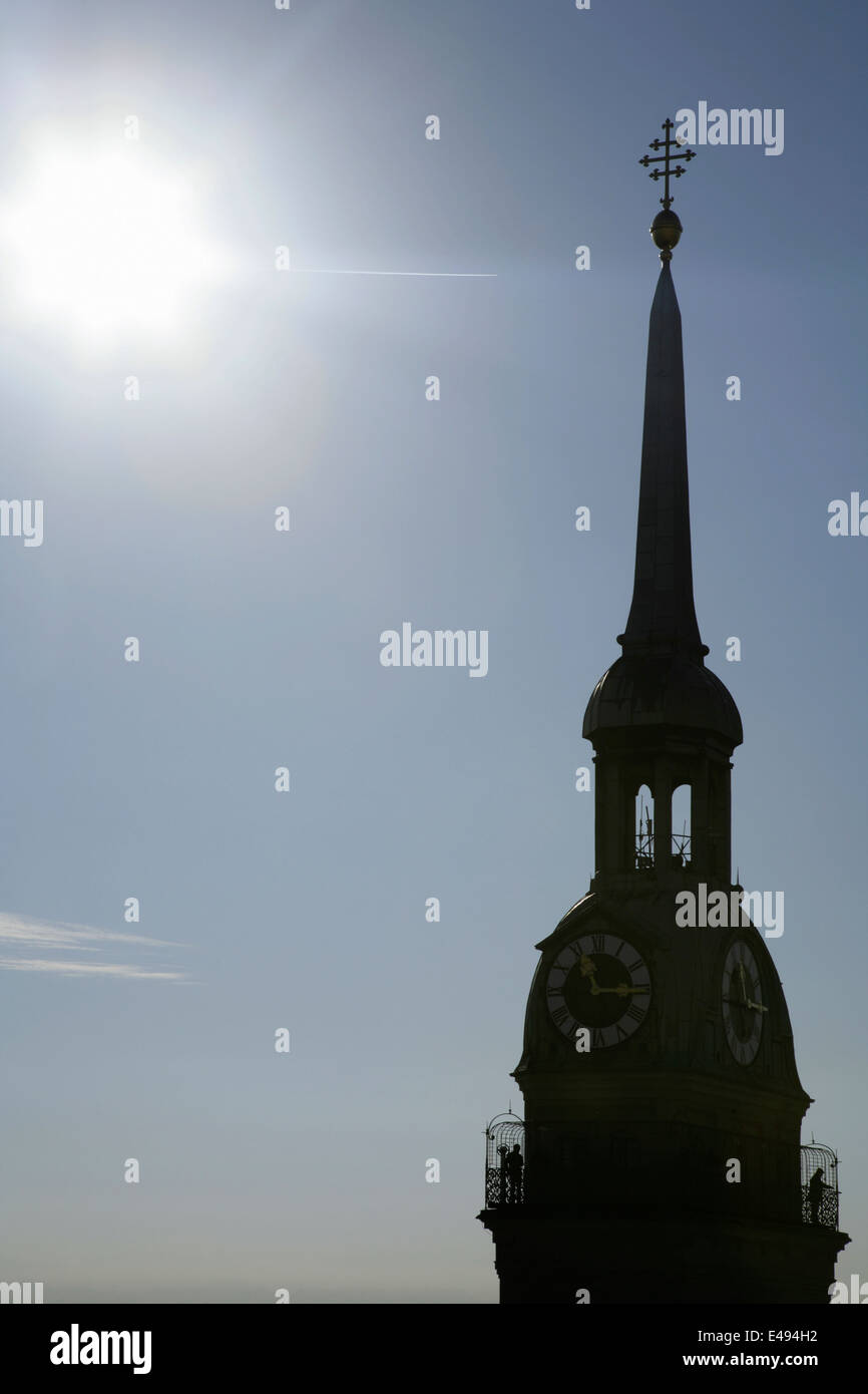 Spire of St Peterskirche or St Peter's Church, Marienplatz, Munich ...