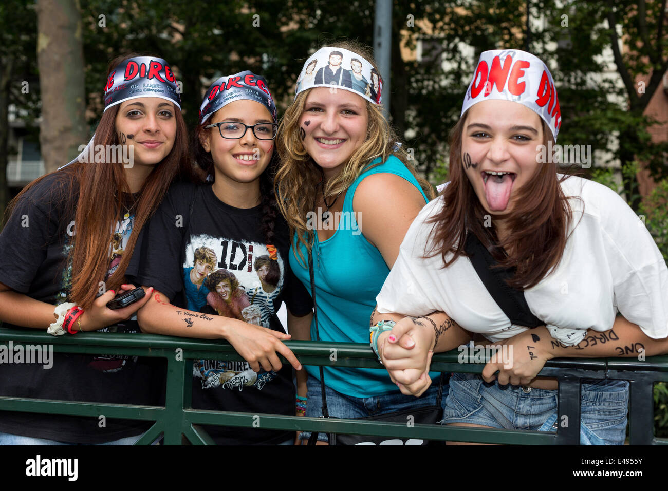 Turin, Italy. 6th July, 2014. Fans of the popular boy band "One ...