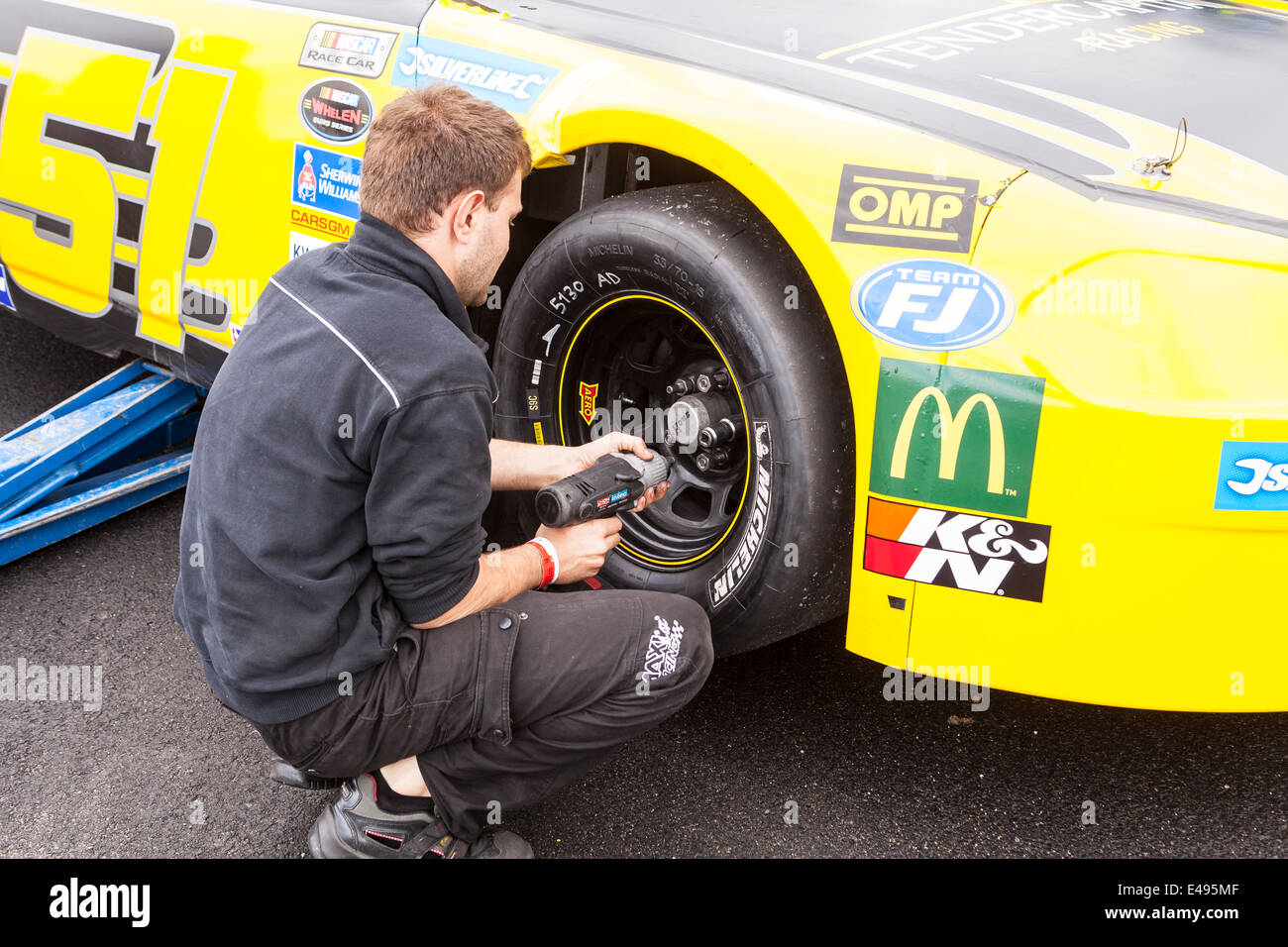 Tours, France. 06th July, 2014. A Nascar being prepared at the Nascar ...