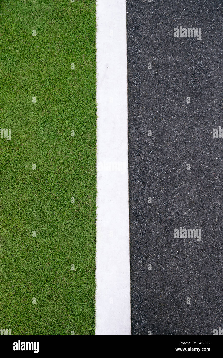 high angle view of lane and grass on roadside. Concept of environmental ...