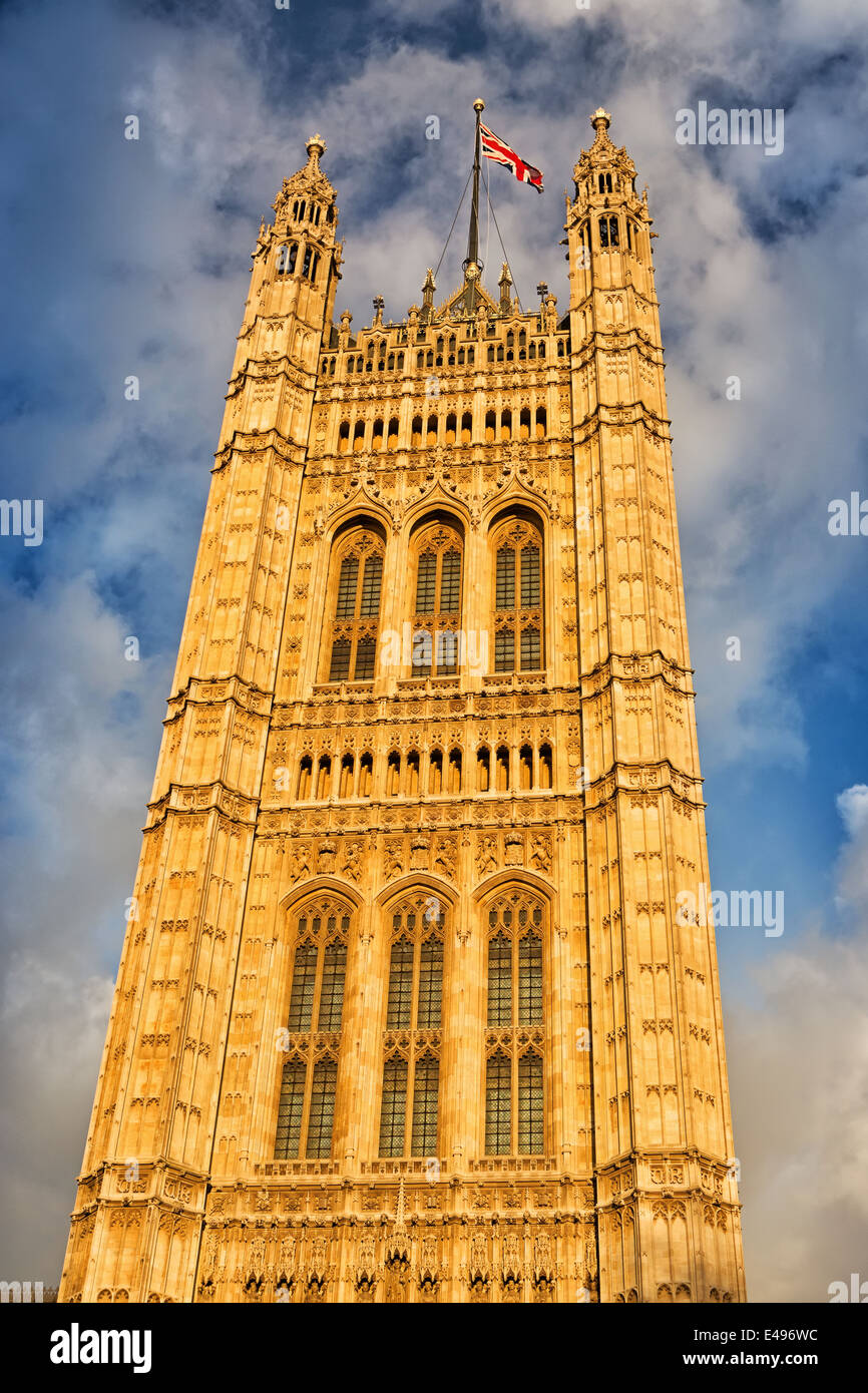 The Victoria Tower is the square tower at the south-west end of the ...